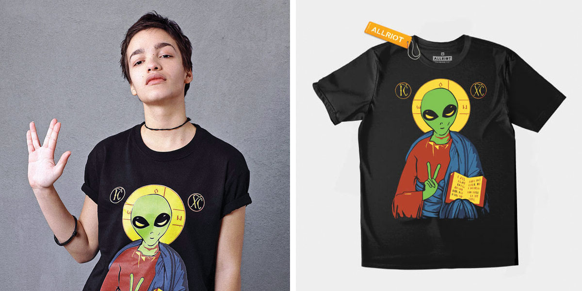 Alien Jesus T-shirt | ALLRIOT | Funny Atheist Tees