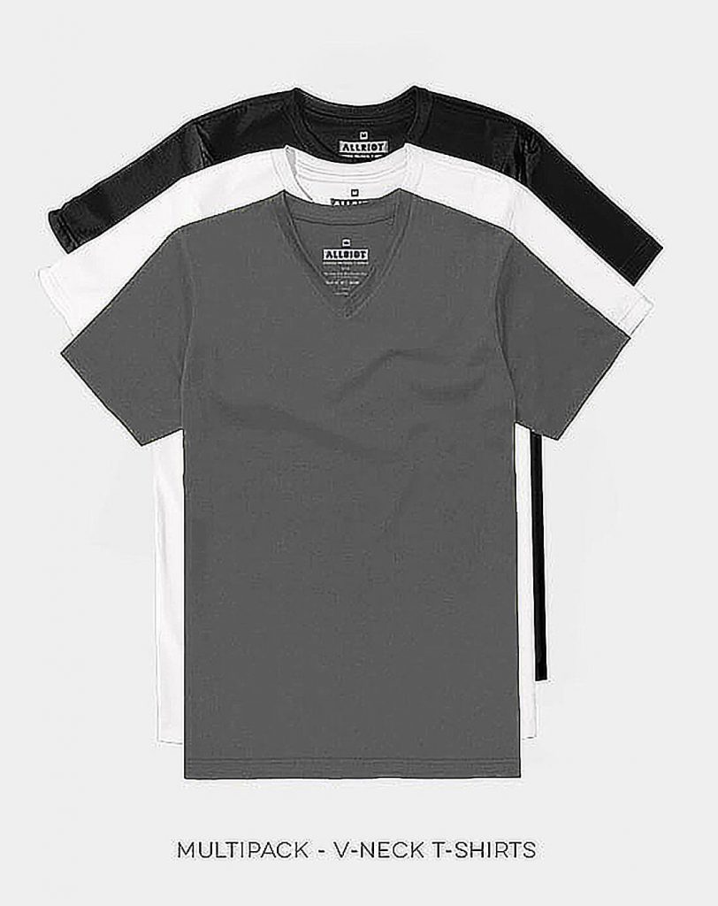 T-shirt Multipack - 3 Plain V-neck Cotton T-shirts - ALLRIOT